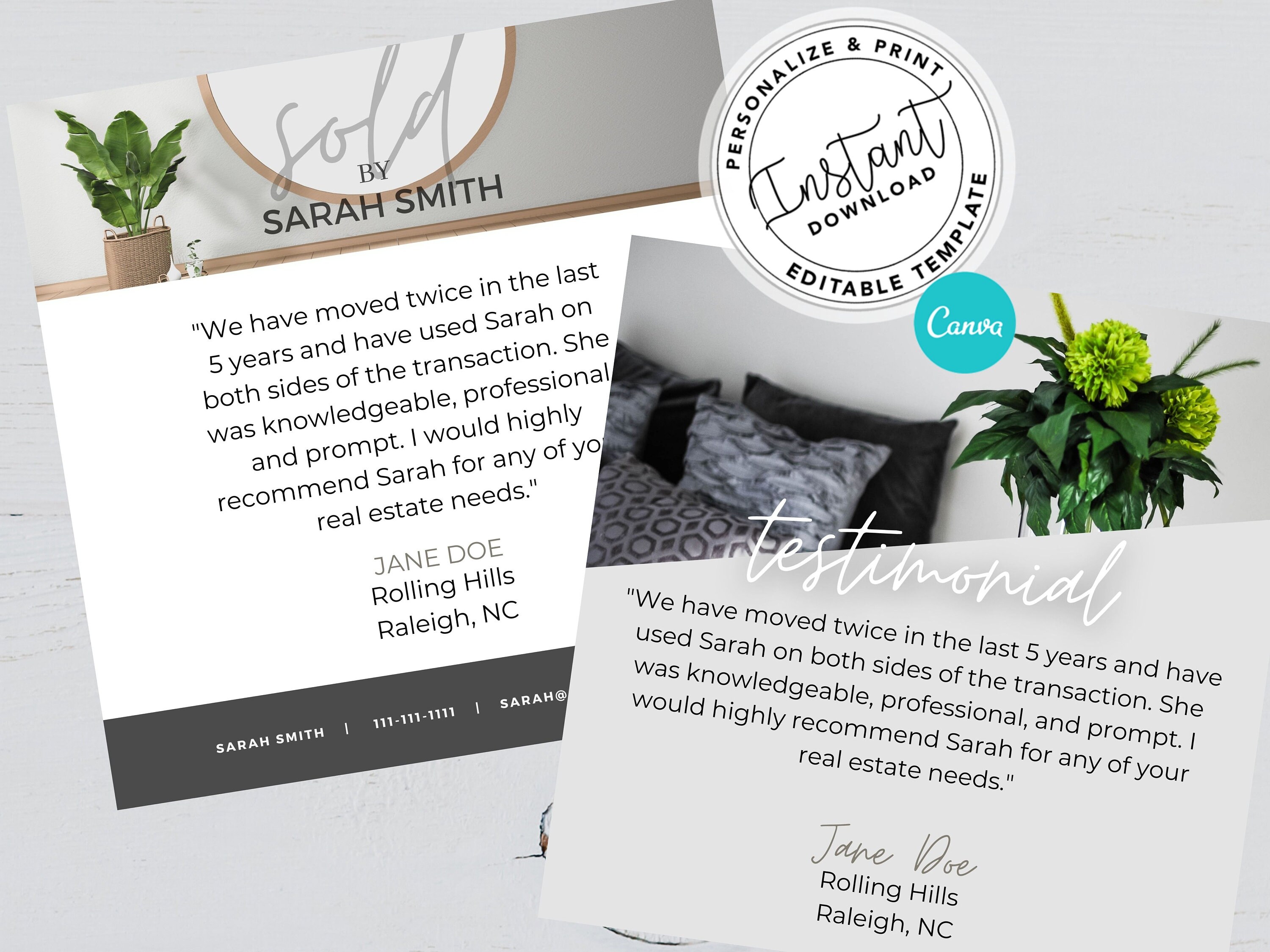 Real Estate Testimonial Social Media Posts Real Estate | Etsy