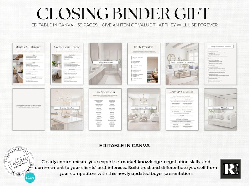 Closing Day Binder Template, Real Estate Closing Packet, New Homeowner ...
