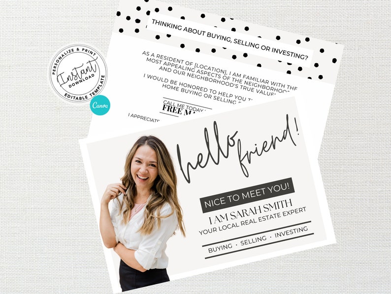 Real Estate Marketing, Real Estate Postcard, Canva Template, Agent ...