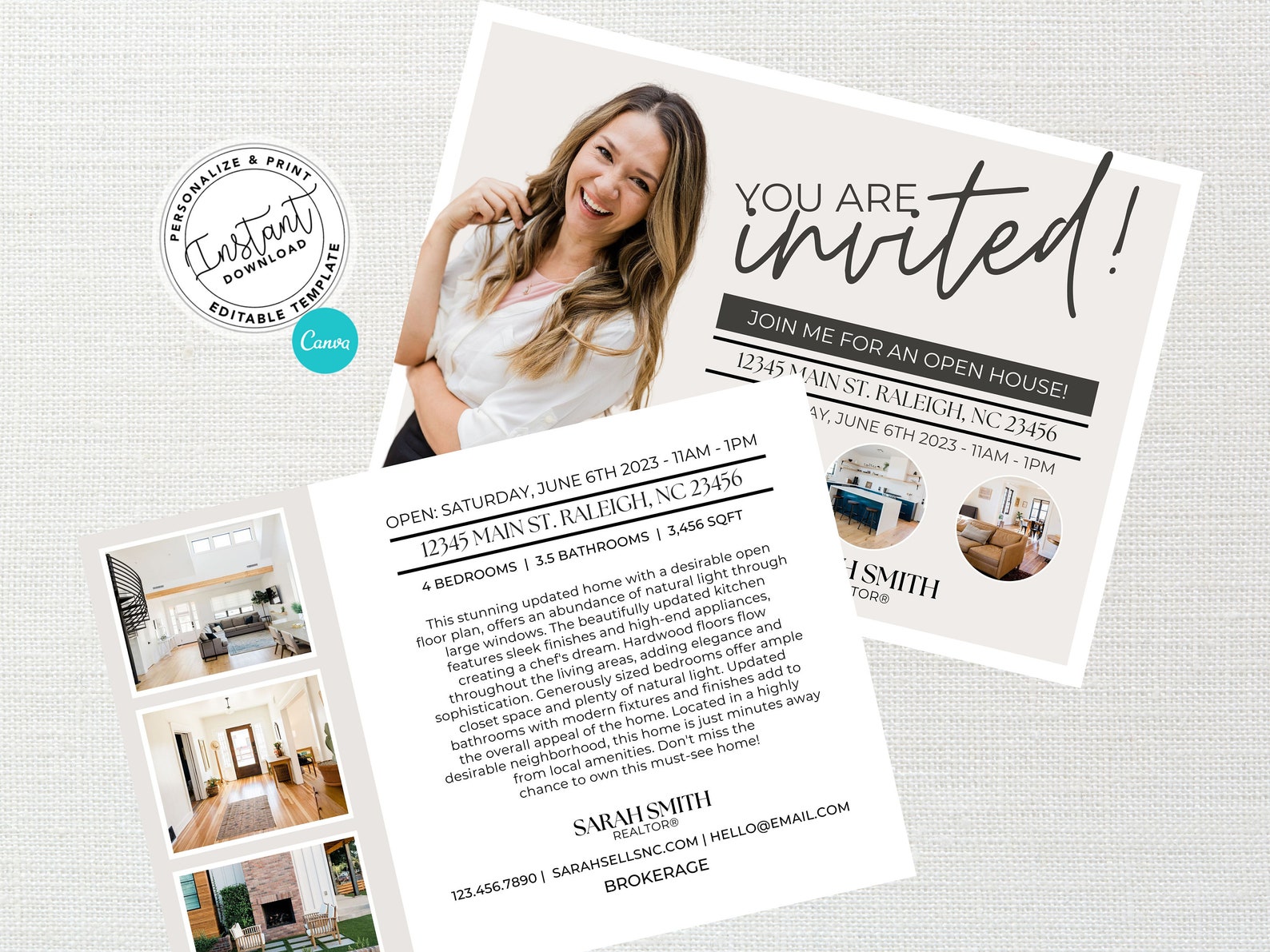 Open House Invite, Real Estate Marketing, Canva Template, Open House ...