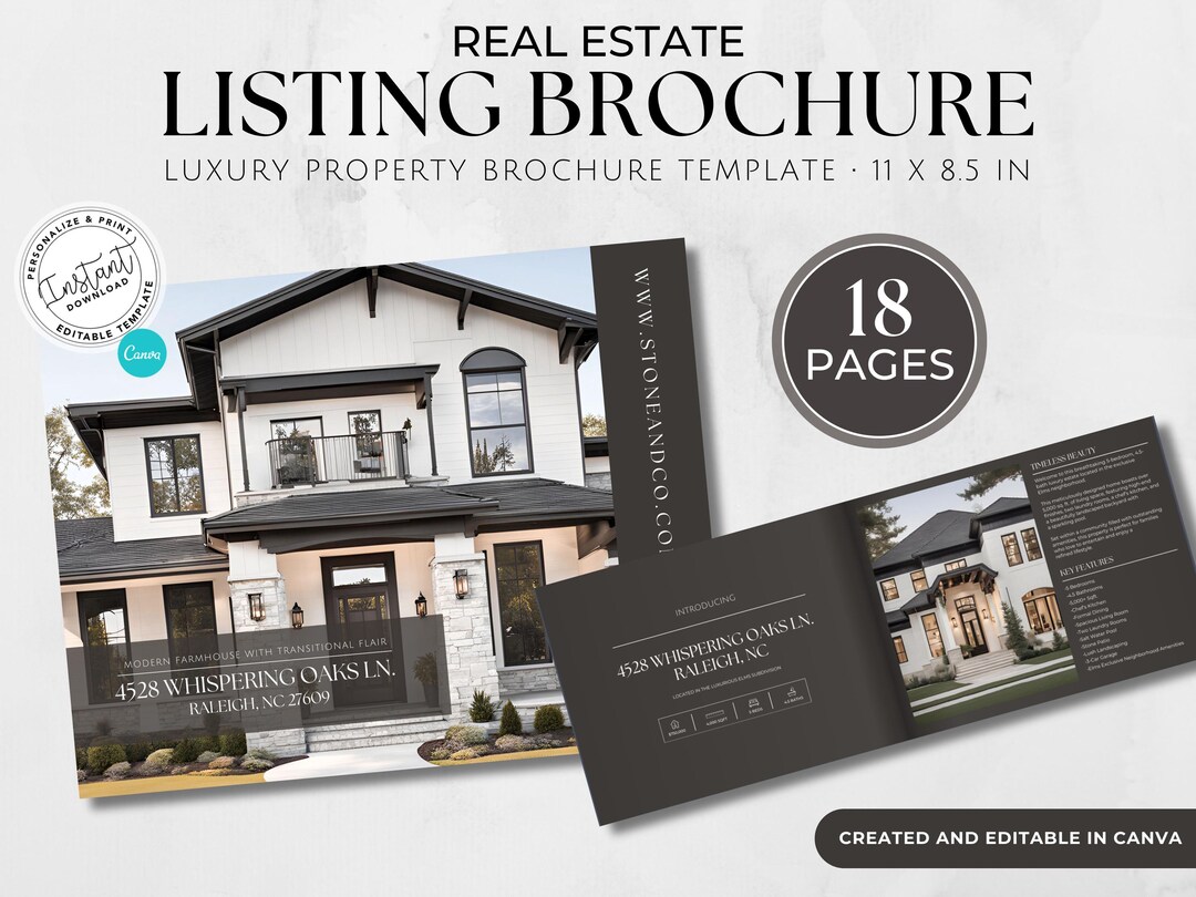 Luxury Real Estate Brochure: Property Listing Open House Canva Template ...