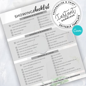 Real Estate Home Seller Showing Checklist, Printable Seller Checklist ...