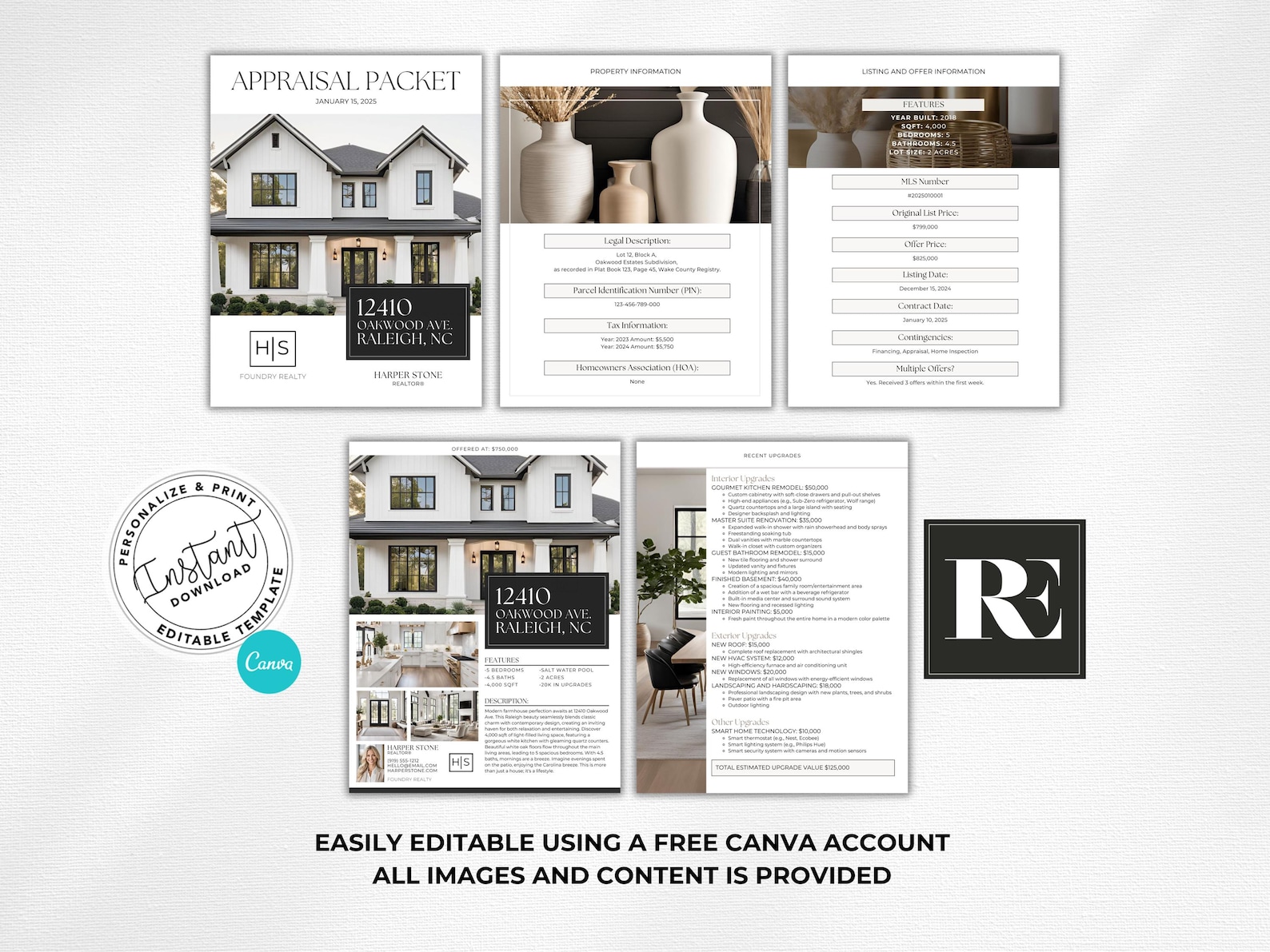 Appraisal Packet Template, CMA Canva Template, Real Estate Marketing ...