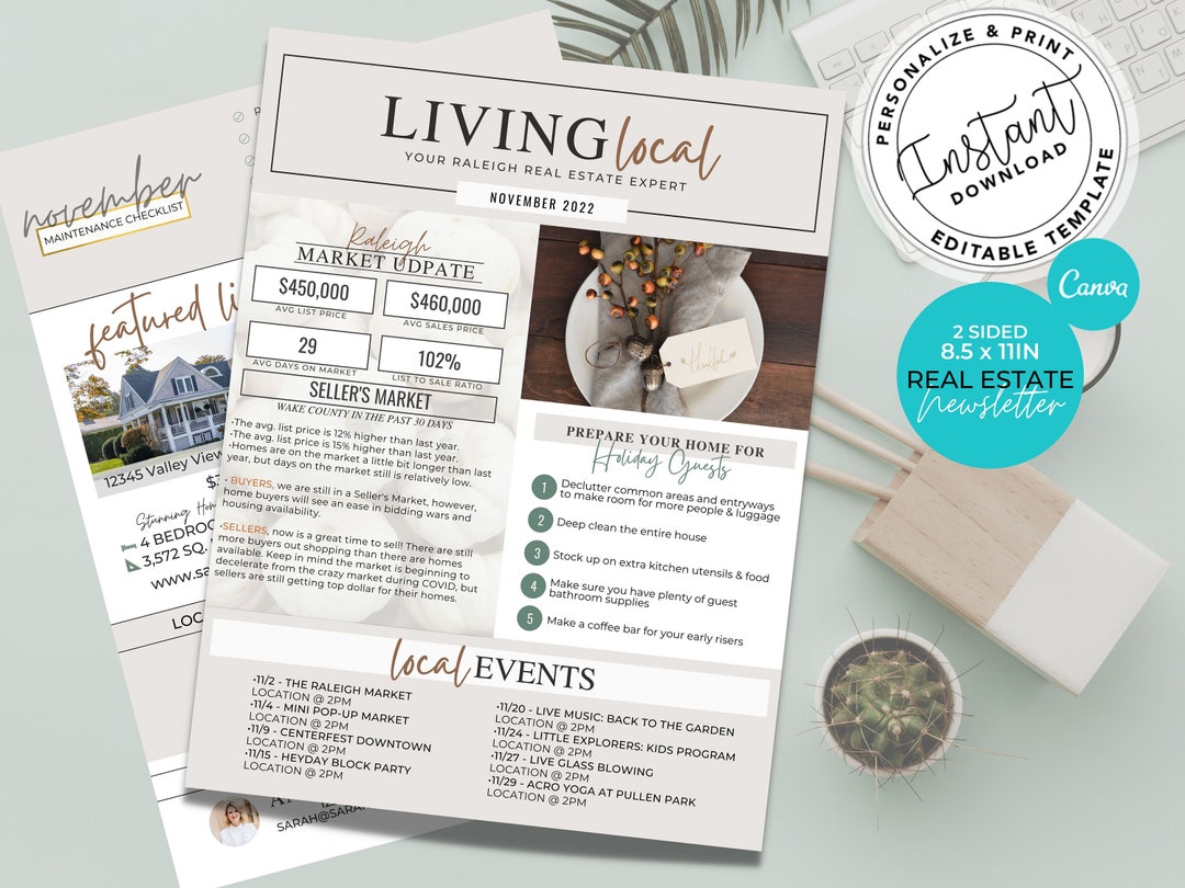 Real Estate Newsletter Template, November Newsletter, Real Estate ...