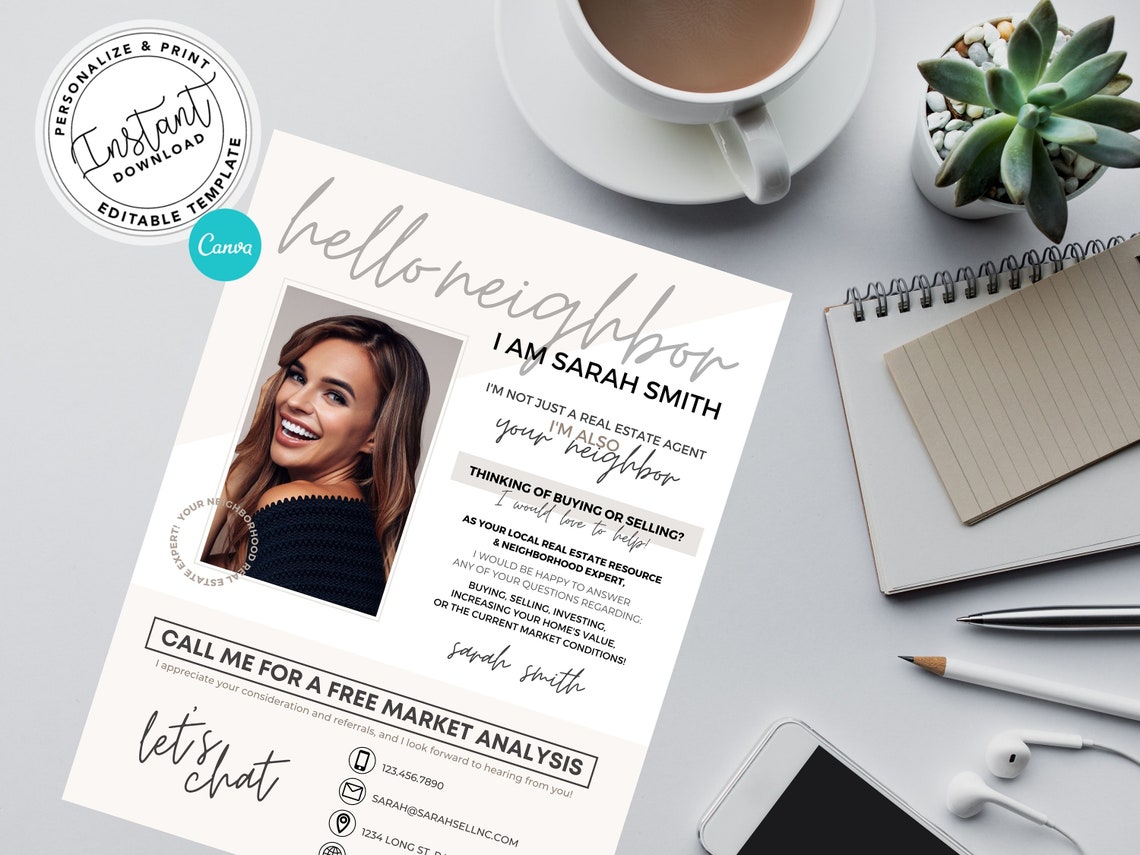 Real Estate Introduction Flyer Hello Neighbor Letter Real - Etsy
