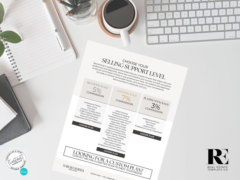 Real Estate Commission Sheet Template, Real Estate Marketing, Listing ...