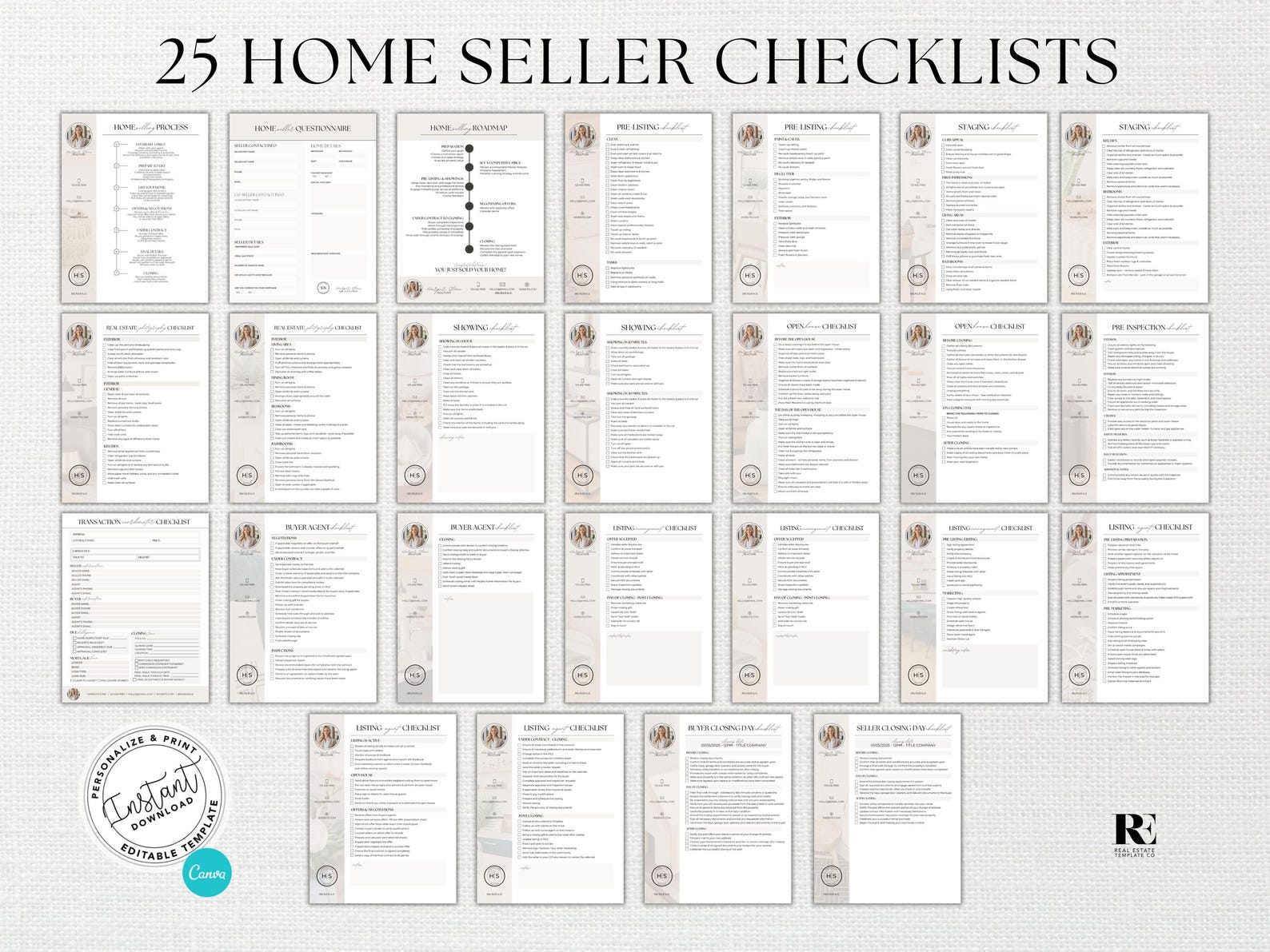 Seller Real Estate Checklist Bundle, Real Estate Marketing, Pre-listing ...