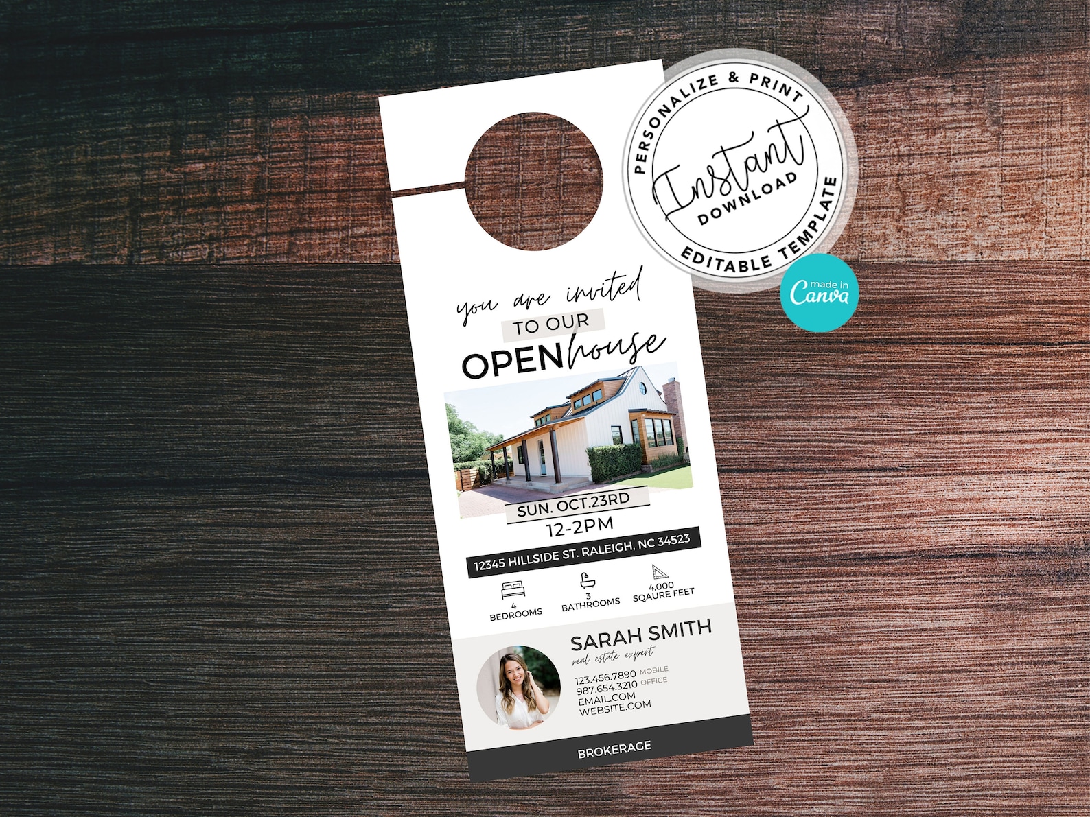 Open House Door Hanger, Real Estate Marketing, Open House Invite ...