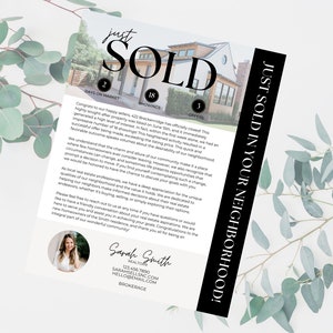 Home Seller Letter, Just Sold Letter, Real Estate Marketing, Real ...