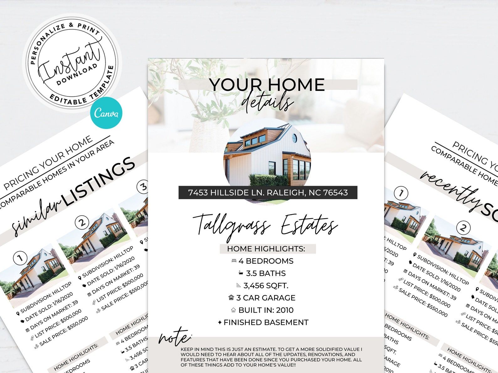 Home Equity Report CMA Packet Real Estate Template - Etsy