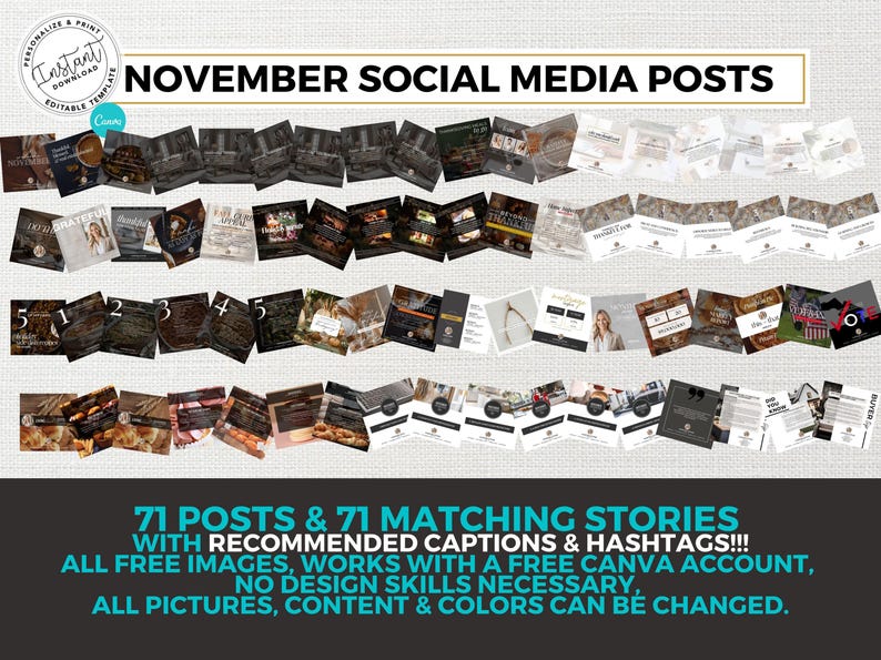 November Real Estate Posts With Captions, Real Estate Marketing, Canva ...