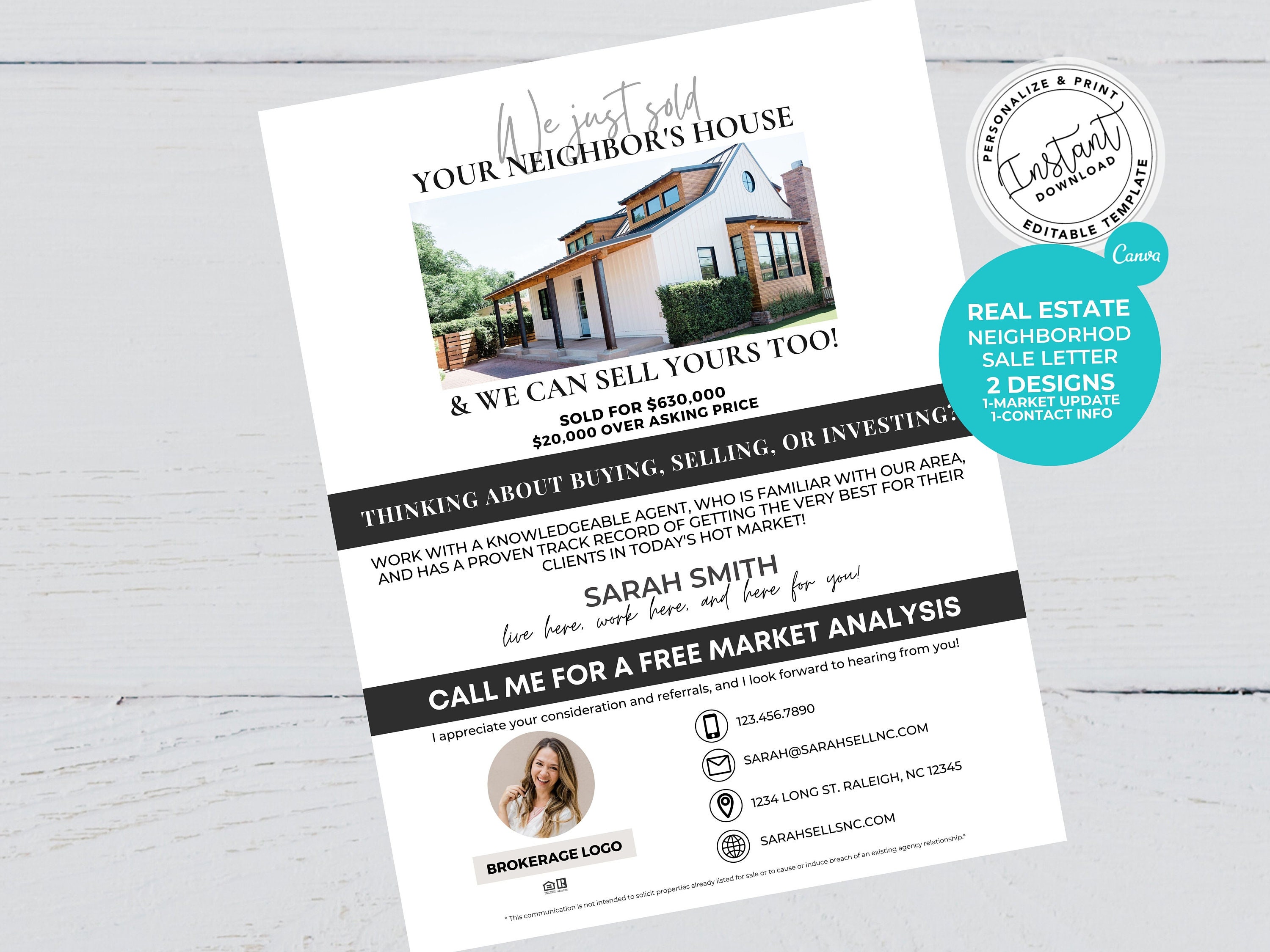 Real Estate Letter, Sold Your Neighbors House Flyer, Agent Farming ...