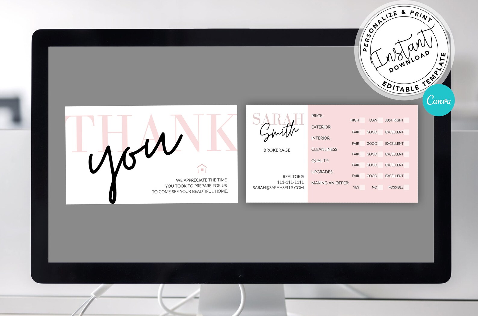 Realtor Business Card Showing Feedback Real Estate Business | Etsy