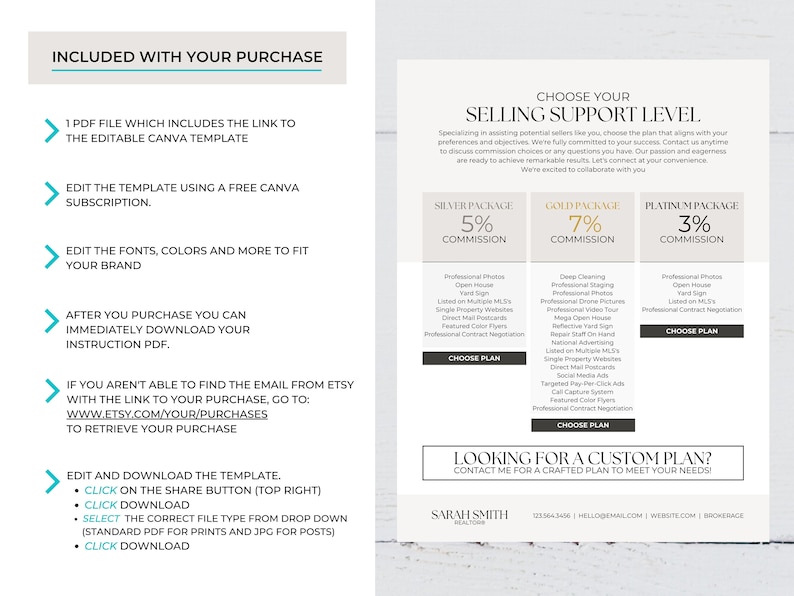 Real Estate Commission Sheet Template, Real Estate Marketing, Listing ...
