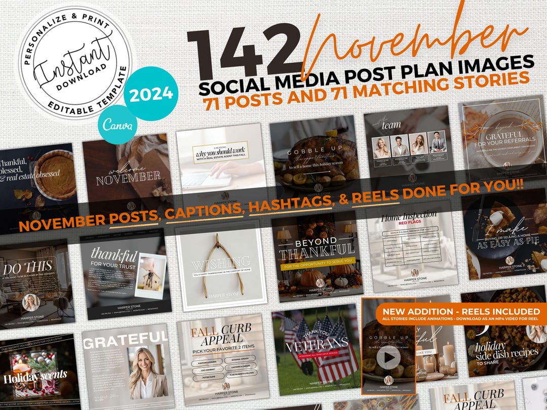 November Real Estate Posts With Captions, Real Estate Marketing, Canva ...