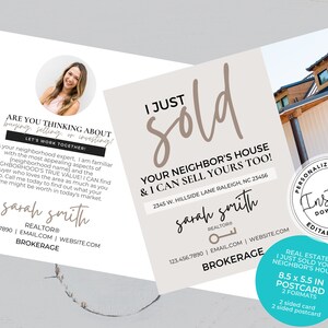 Real Estate Postcards, Sold Your Neighbors House Card, Agent Farming ...