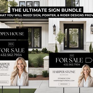 Real Estate Sign Bundle | Modern Yard Signs, Open House, Pointer Sign ...