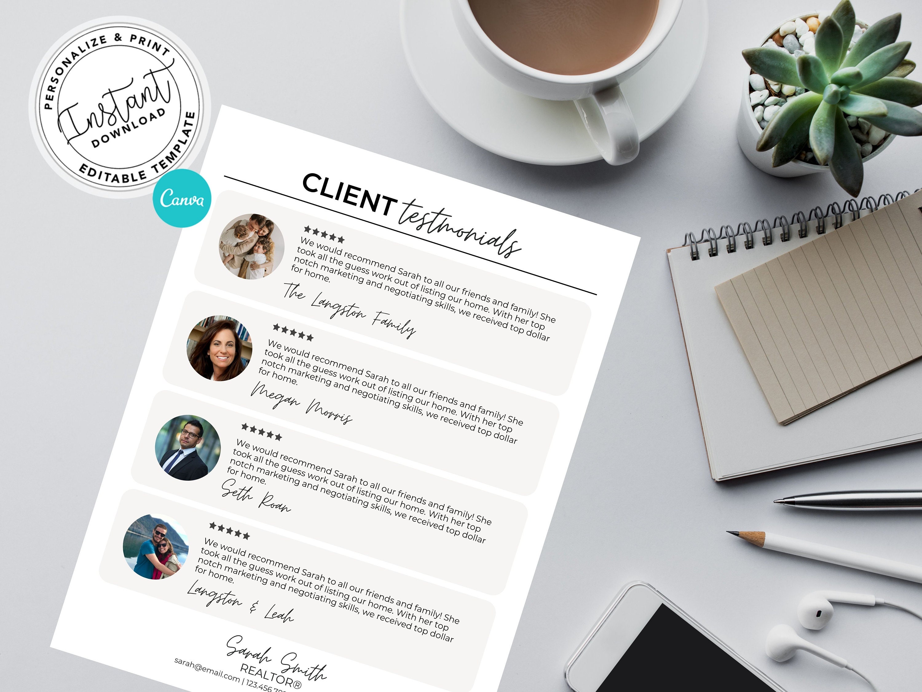 Real Estate Testimonial Flyer Real Estate Marketing Realtor | Etsy