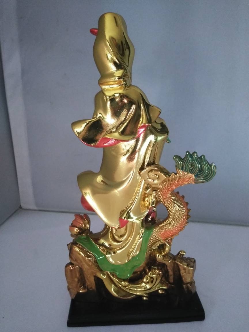Kuan Ling Quon Lin Qwan With Dragon Statue Figurine - Etsy