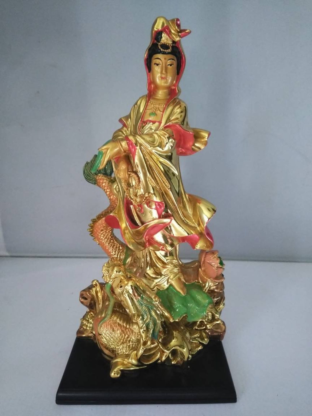 Kuan Ling Quon Lin Qwan With Dragon Statue Figurine - Etsy