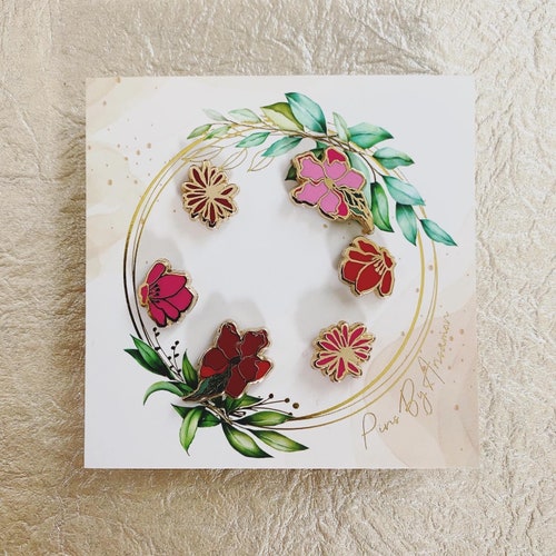 Floral Hard Enamel Pins and Mini Flower Pin Set Board Filler - Etsy