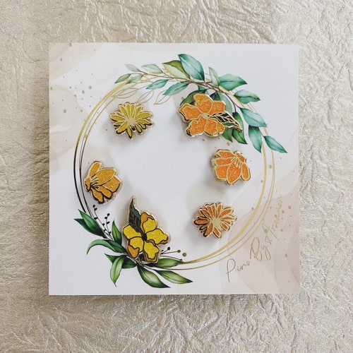 Floral Hard Enamel Pins and Mini Flower Pin Set Board Filler - Etsy