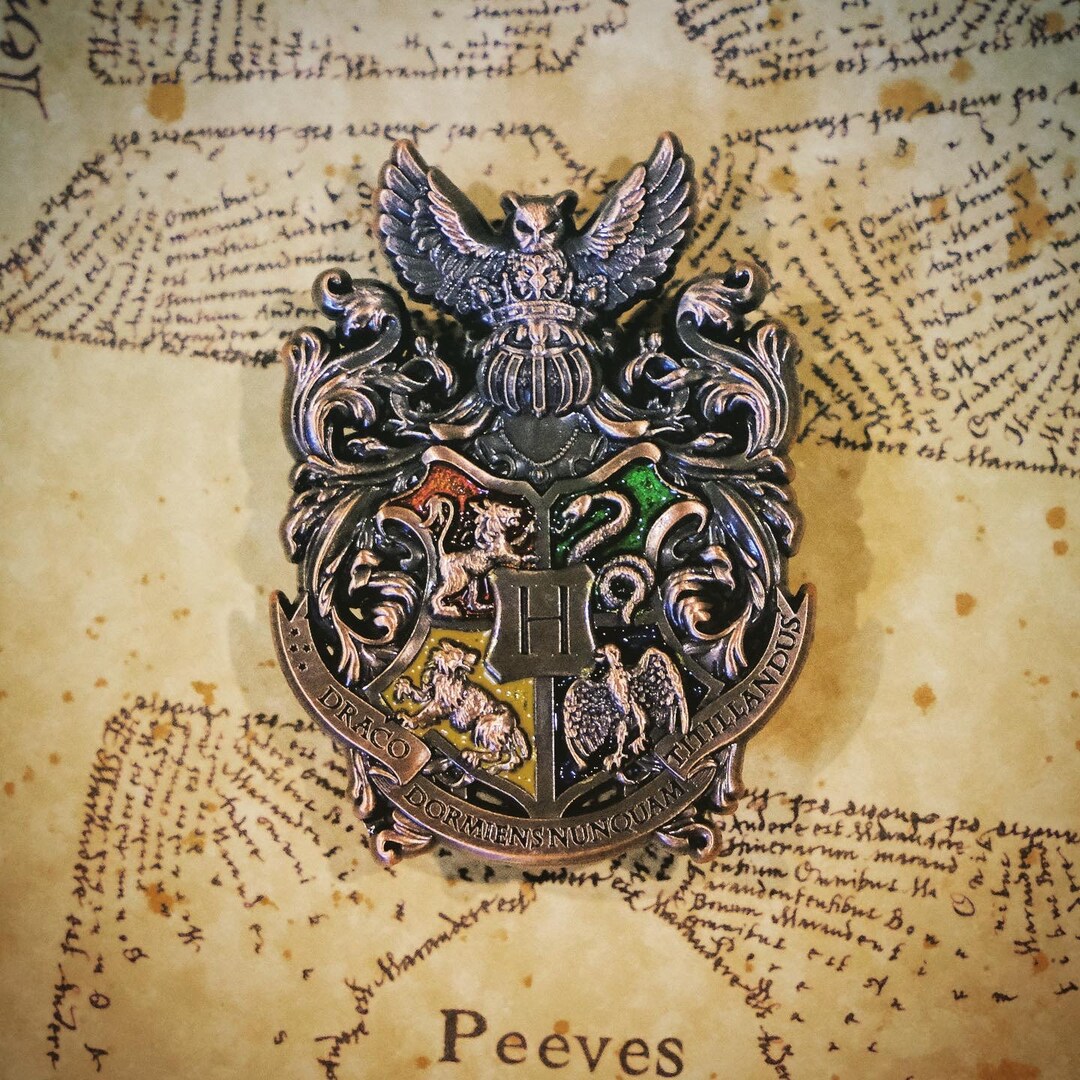 Bronze Wizard School Crest Magic Hard Enamel Pin Book Pins Witchcraft ...