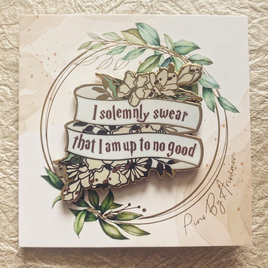 Magic Map Spell Quote Floral Pin Magic Hard Enamel Pin Wizard Book Pins ...