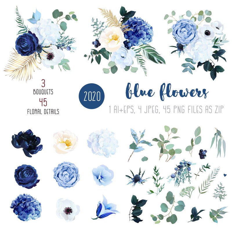 Navy Blue Flowers - Etsy