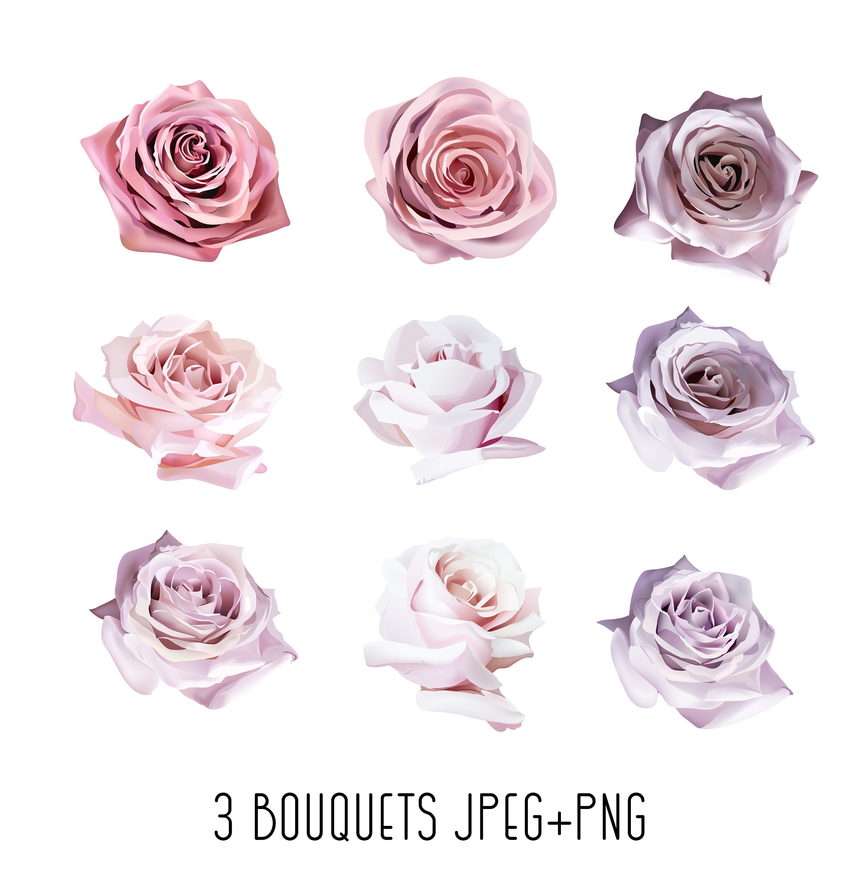 Dusty Pink and Mauve Antique Rose, Lavender and Pale Flowers ...