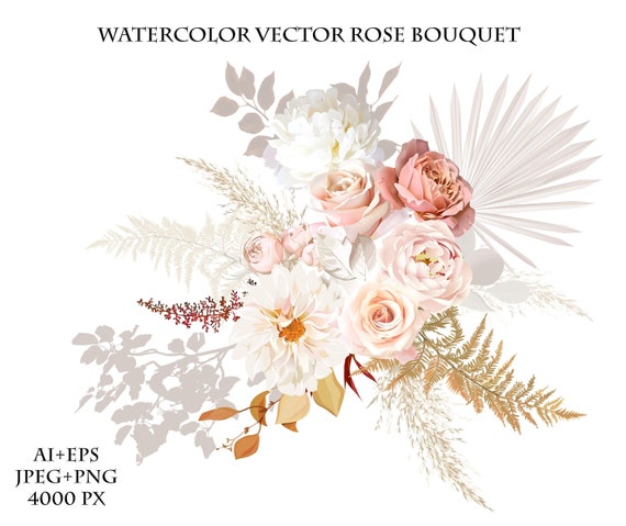 Rust Orange and Blush Pink Antique Rose Beige and Pale - Etsy