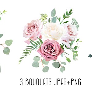 Dusty Pink and Mauve Antique Rose, Lavender and Pale Flowers ...