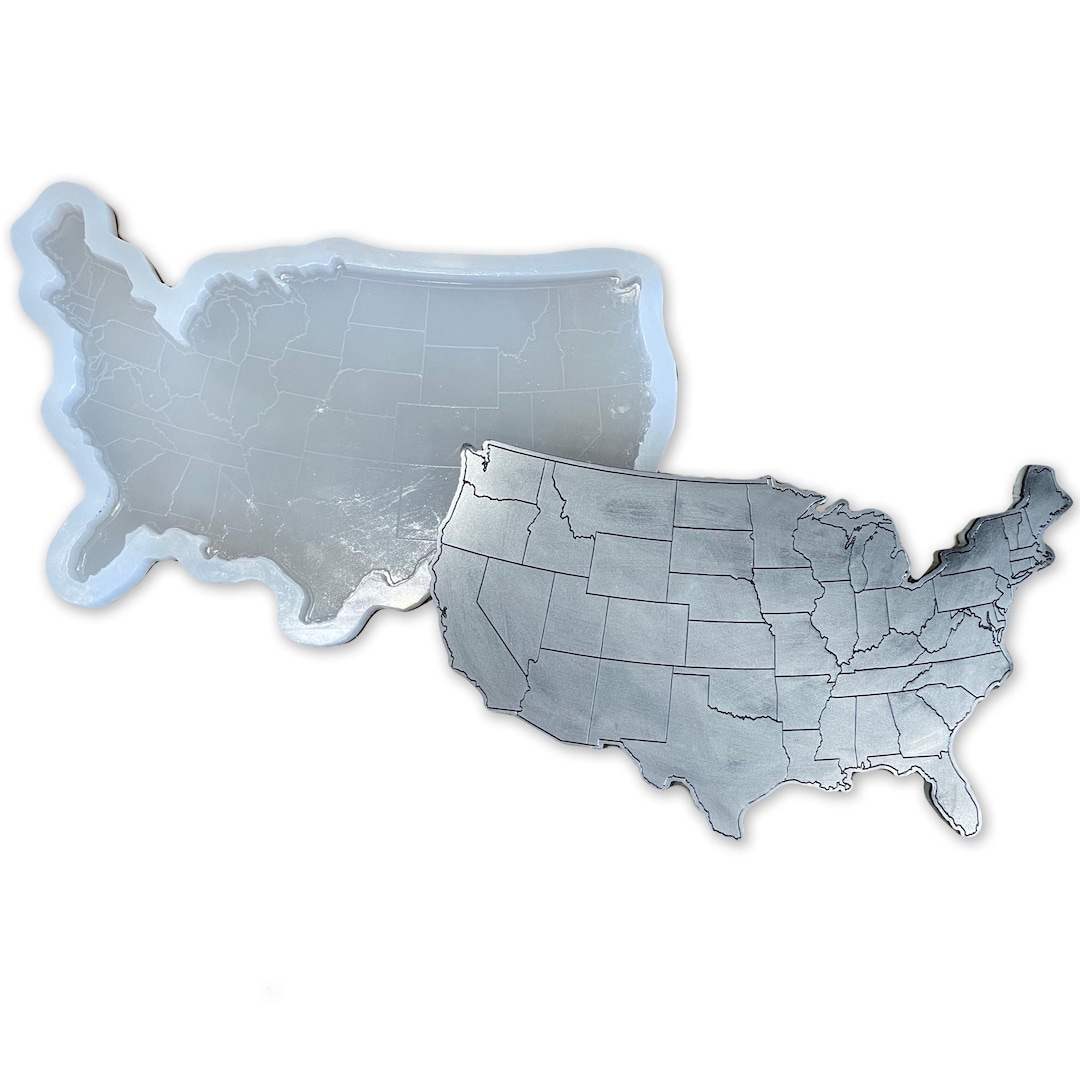16x10x1 United States of America Lower 48 States USA Map Silicone Mold ...