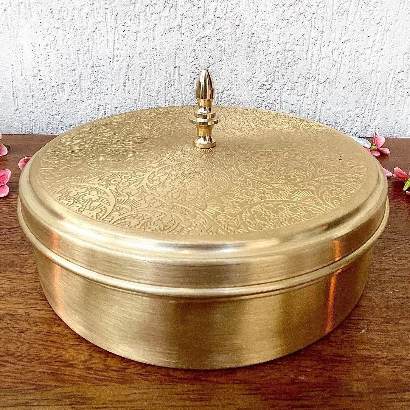 Masala Box Handmade Etched Brass Masala Dan Dabba | Traditional ...