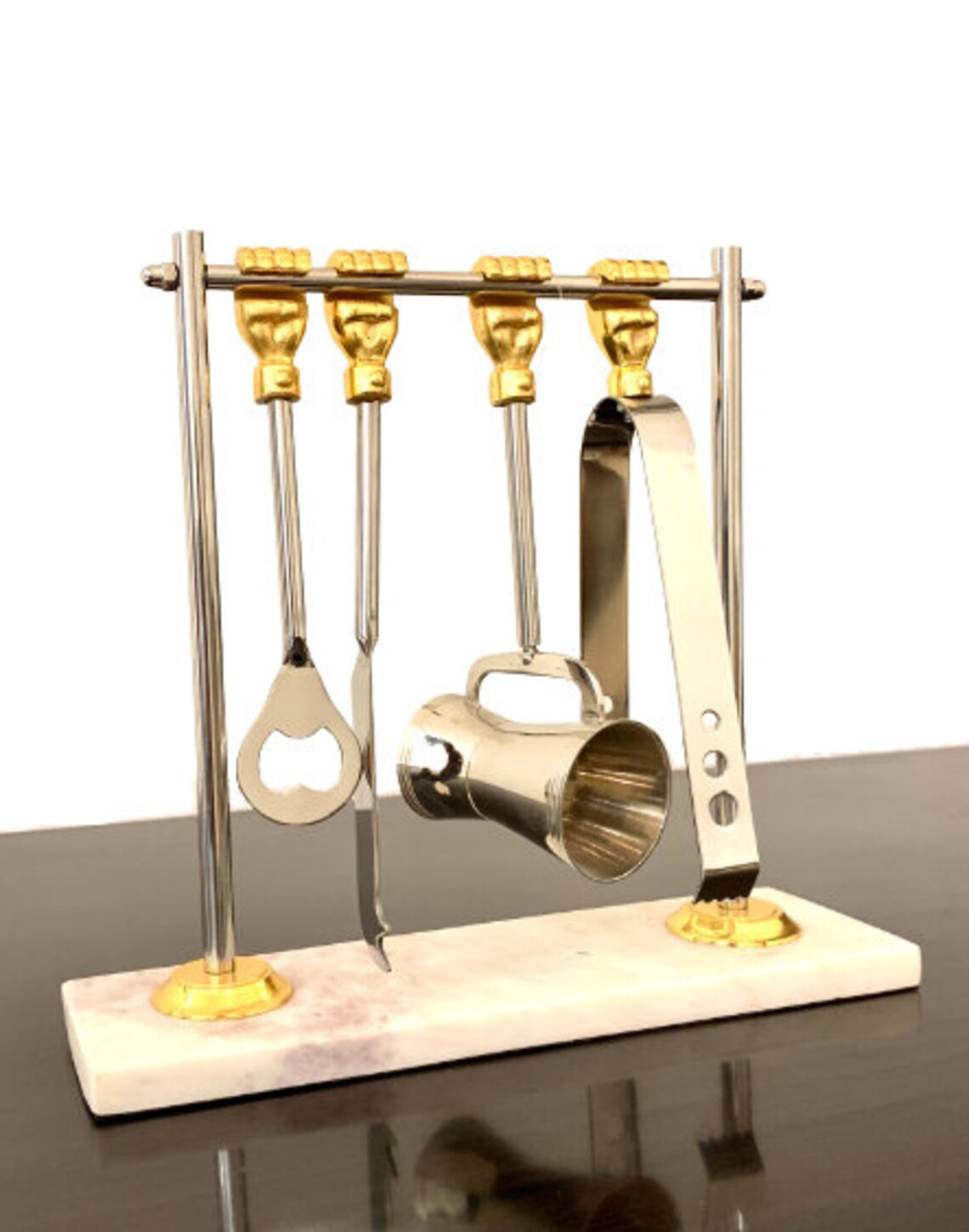 Bar Set on Marble Stand, Mixology Bartender Kit, Bar Tools and ...