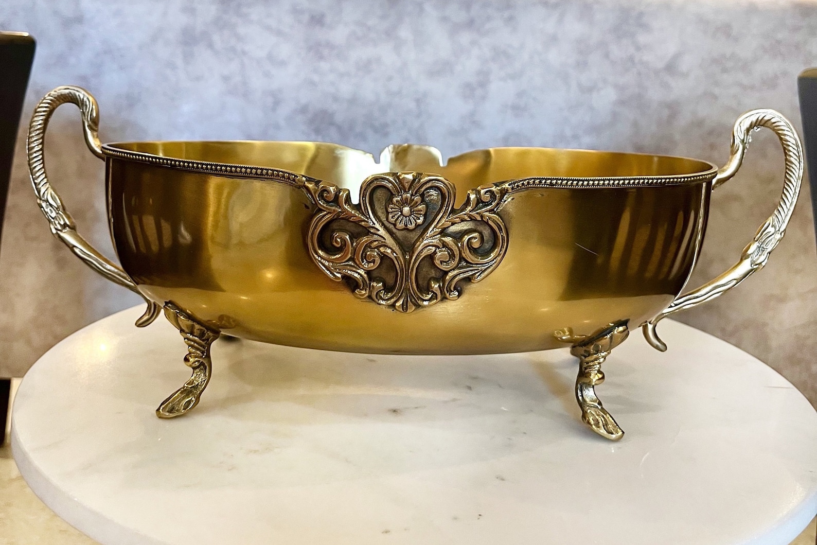 Vintage Brass Bowl With Handles & Legs French Compote Handmade ...