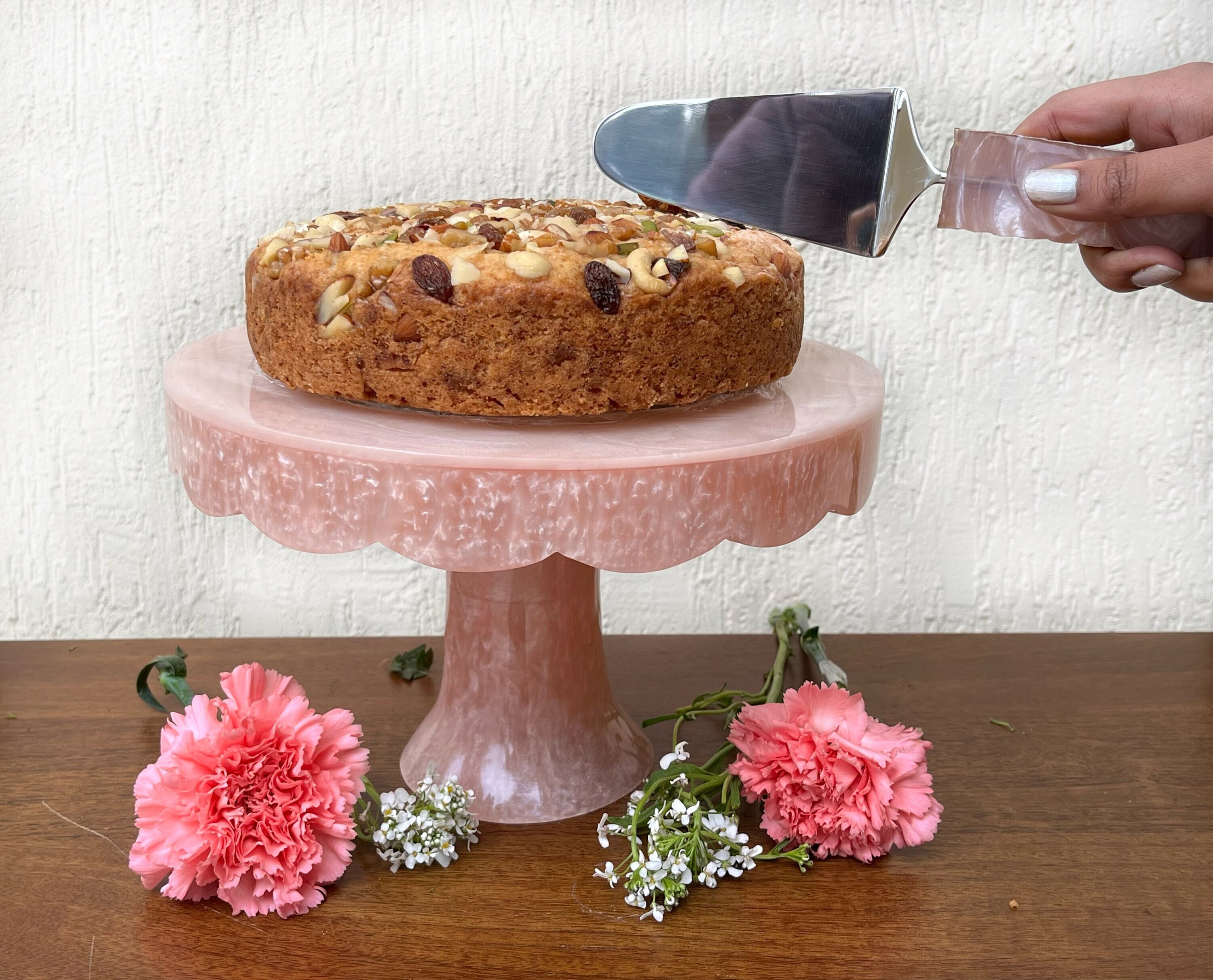 Blush Pink Cake Stand and Cake Cutter, Decorative Cake Stand, Wedding ...
