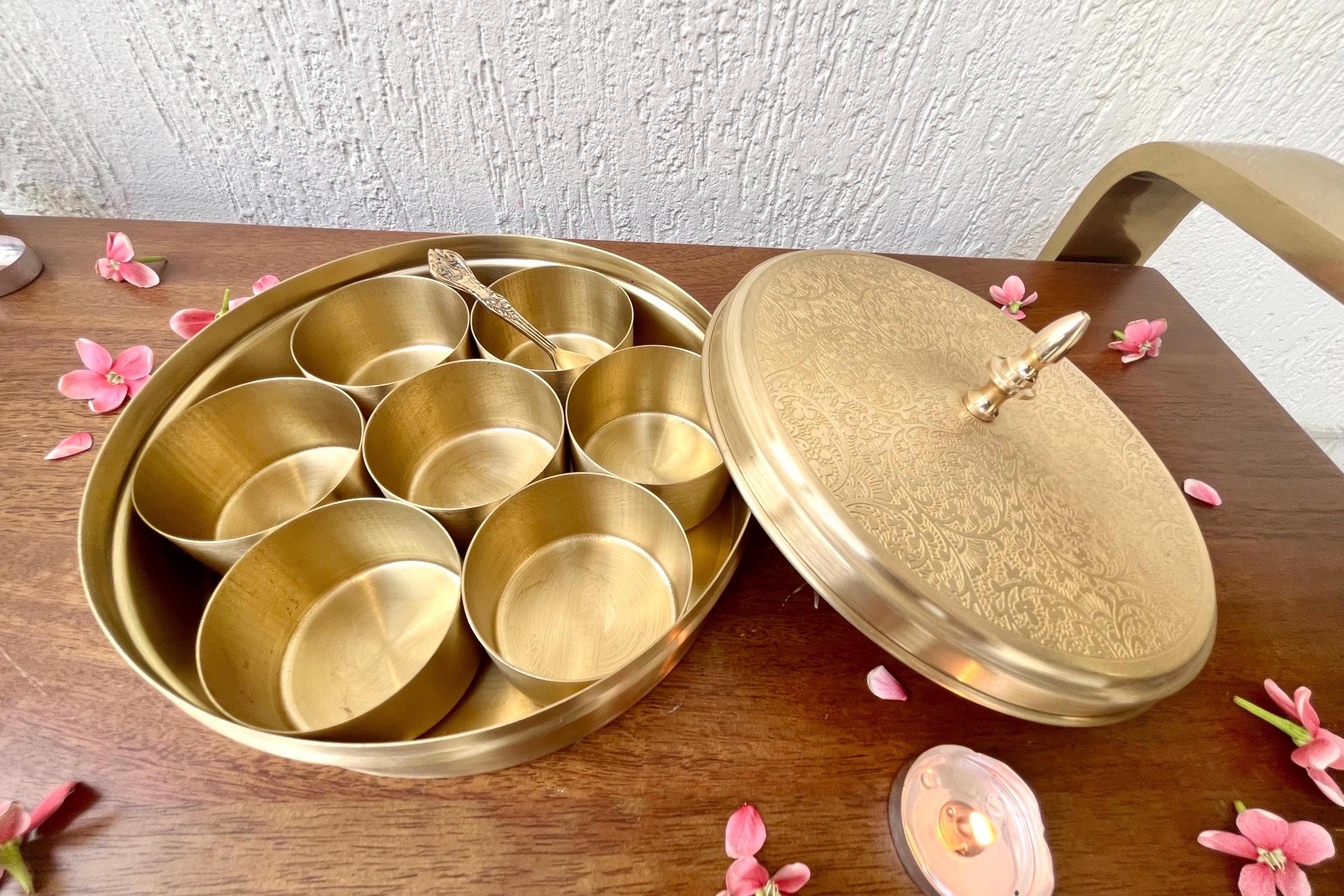 Masala Box Handmade Etched Brass Masala Dan Dabba | Traditional ...