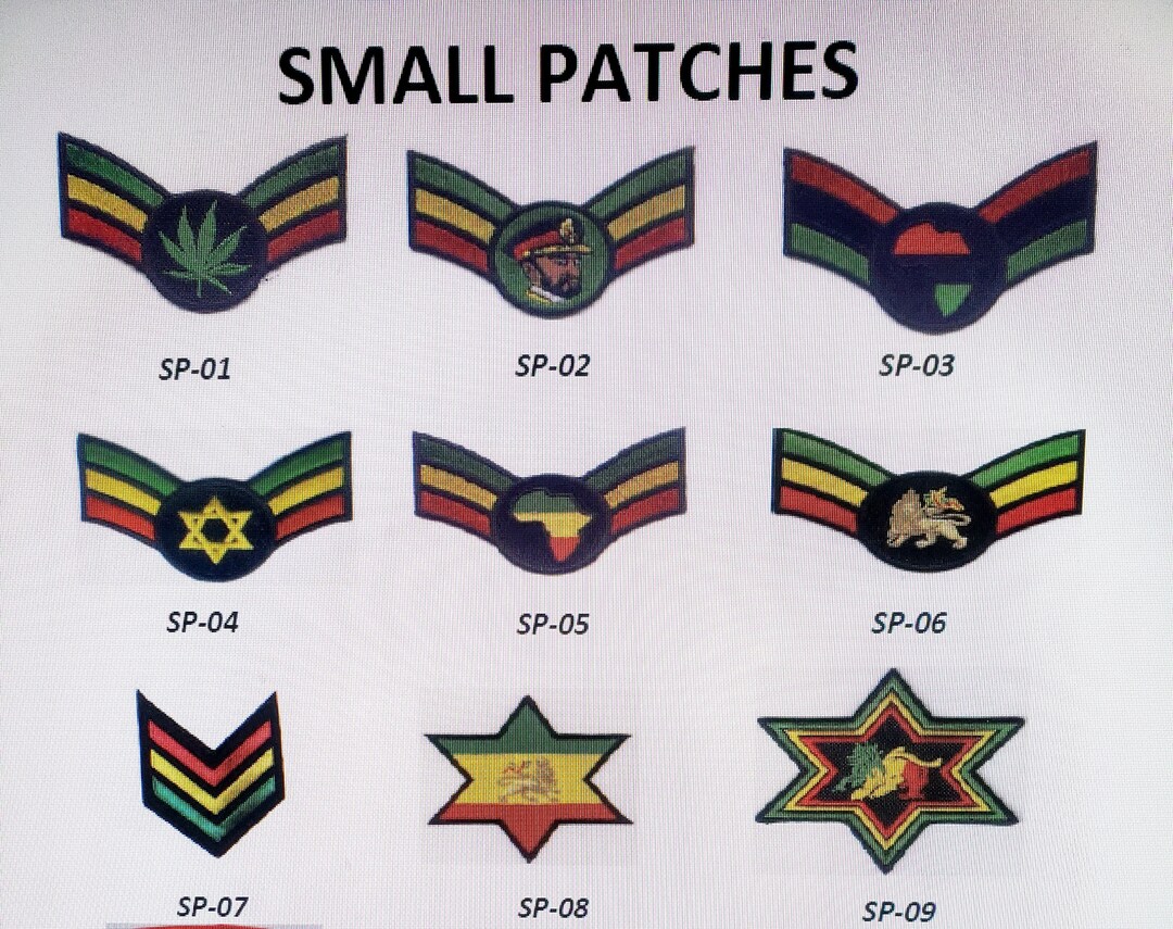 Rasta Small Iron on Embroidered Patches - Etsy