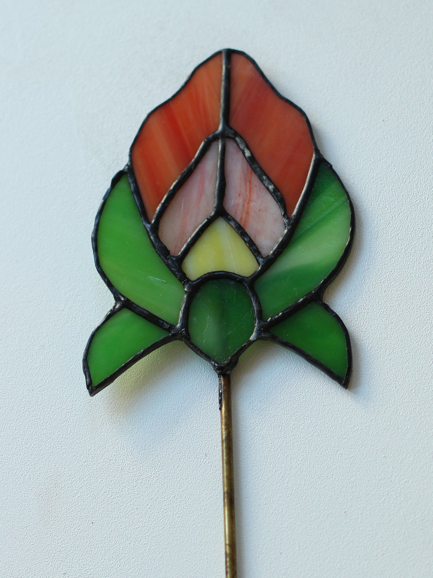 Flower Plug Red Plant Plug Tiffany Glass - Etsy