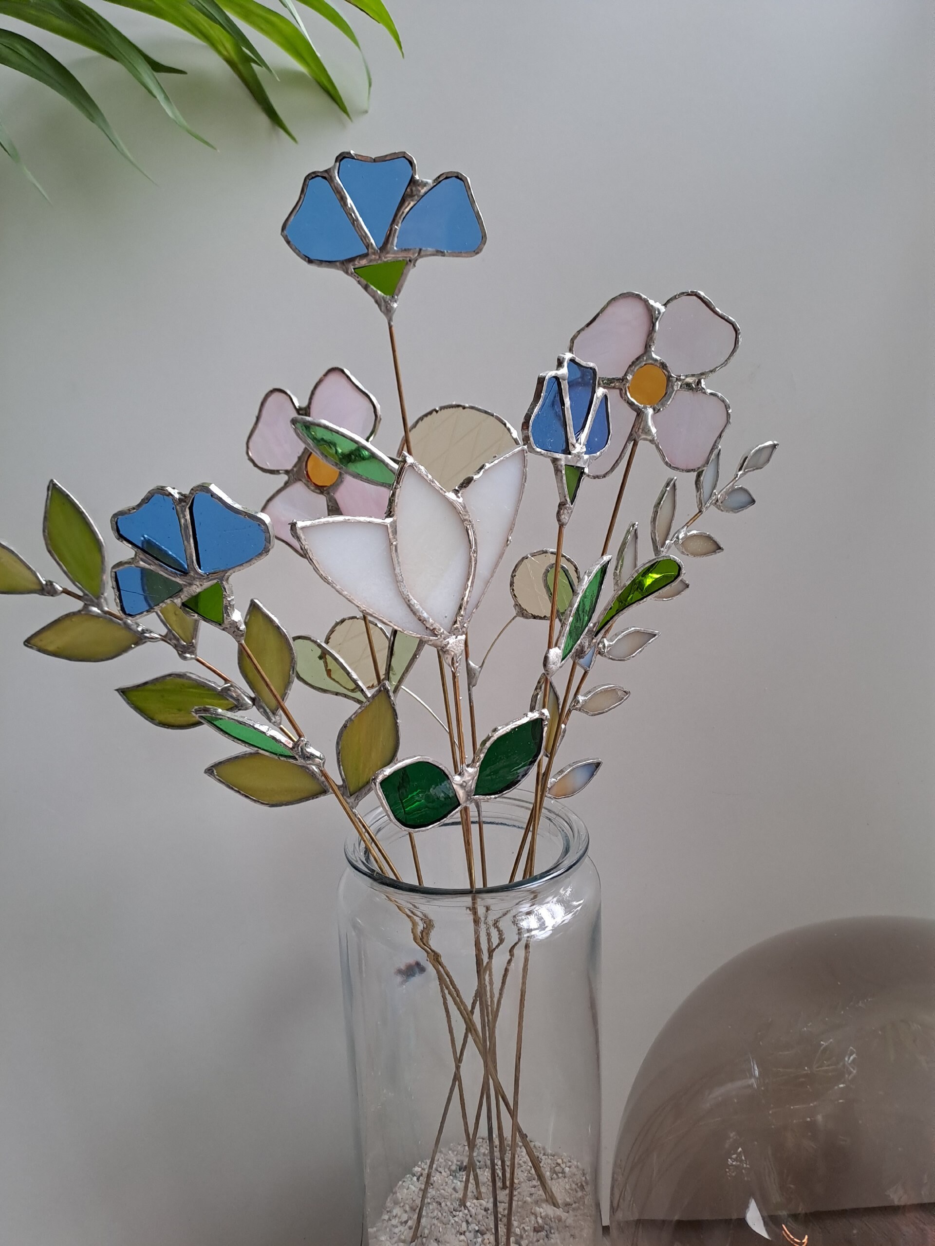 Flower Stud White Plant Plug Tiffany Glass - Etsy