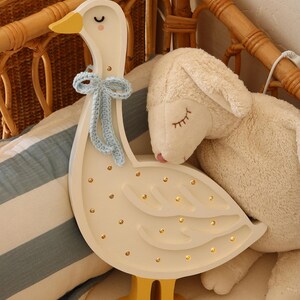 Cottage Blue Bow Goose Lamp – Kids Night Light | Woodland Nursery Decor ...