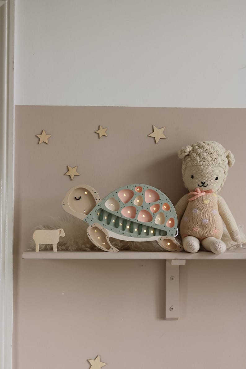 Seafoam Pink Turtle Lamp – Kids Night Light | Ocean Nursery Decor ...