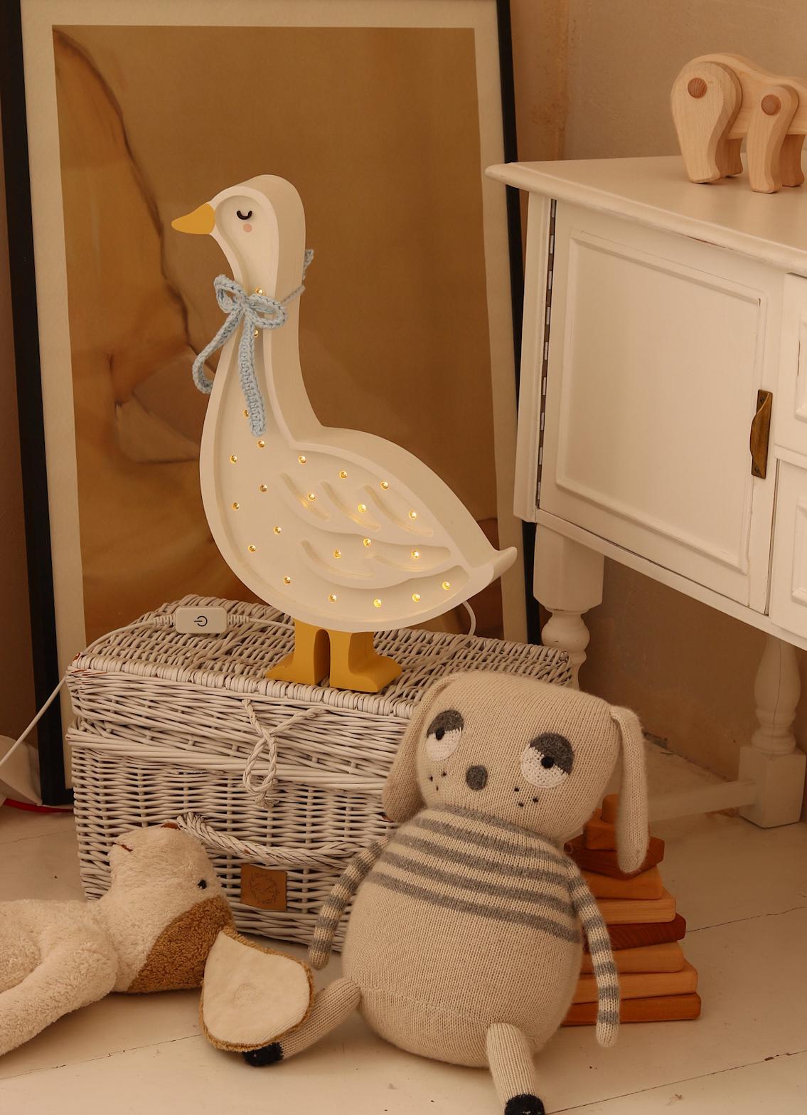 Cottage Blue Bow Goose Lamp – Kids Night Light | Woodland Nursery Decor ...