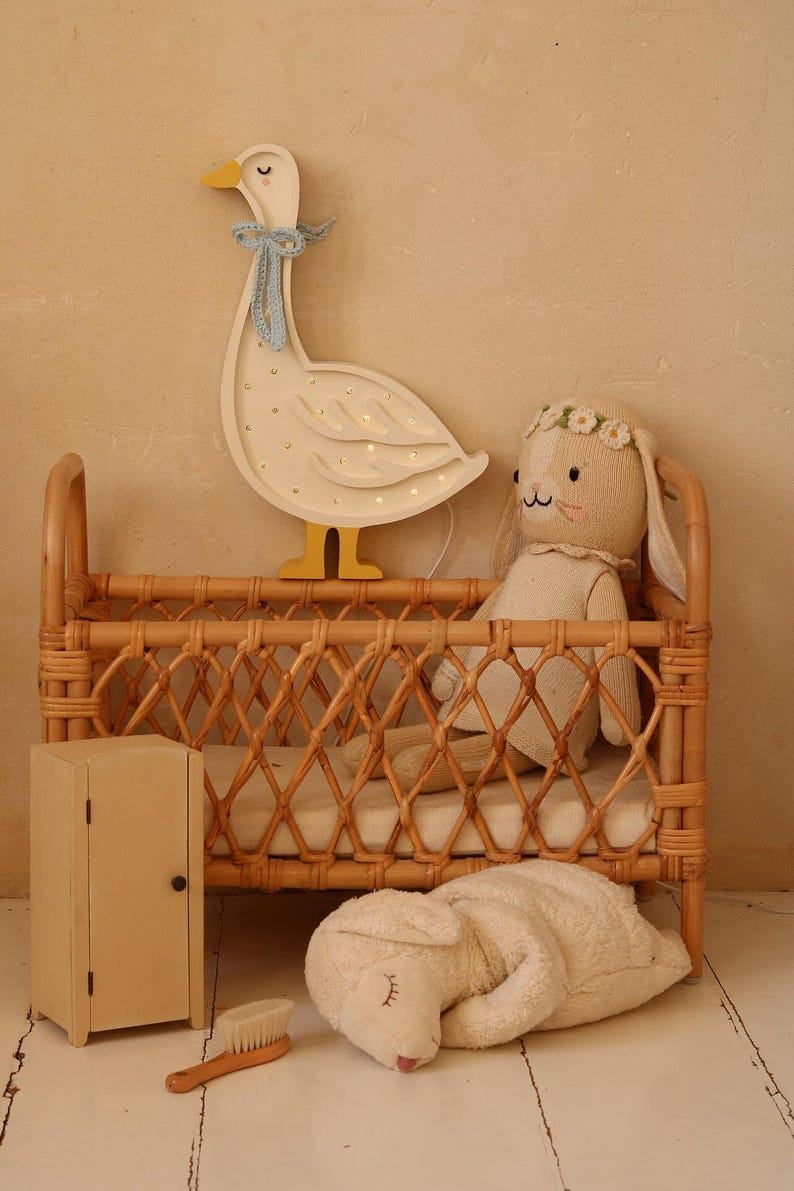 Cottage Blue Bow Goose Lamp – Kids Night Light | Woodland Nursery Decor ...