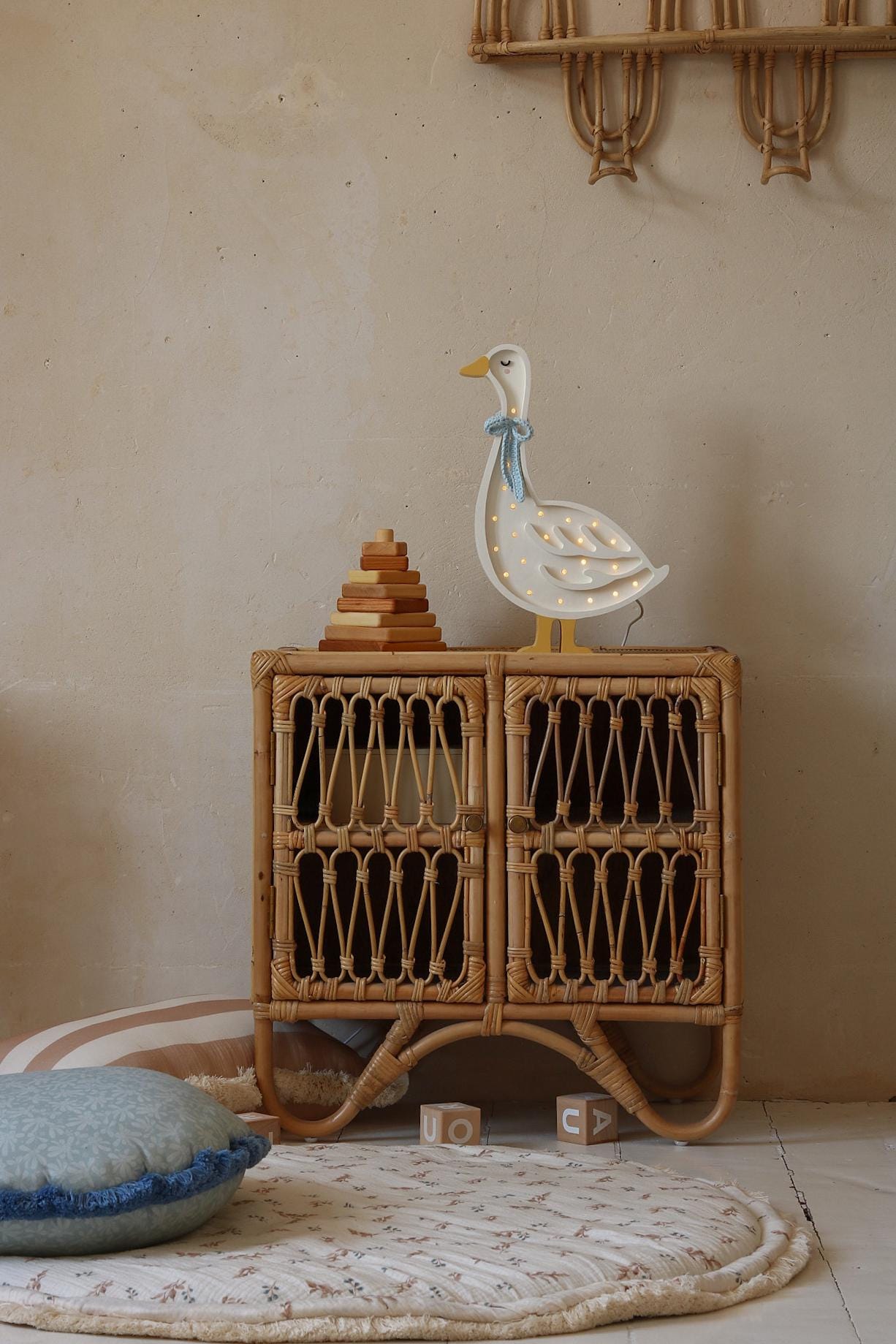 Cottage Blue Bow Goose Lamp – Kids Night Light | Woodland Nursery Decor ...