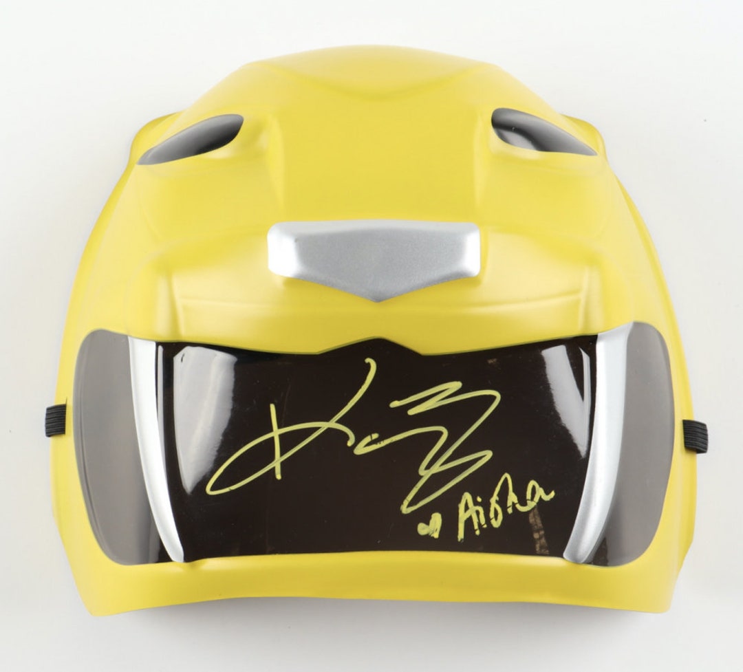 Karan Ashley Signed power Rangers Yellow Ranger Mask Inscribed aisha PA ...