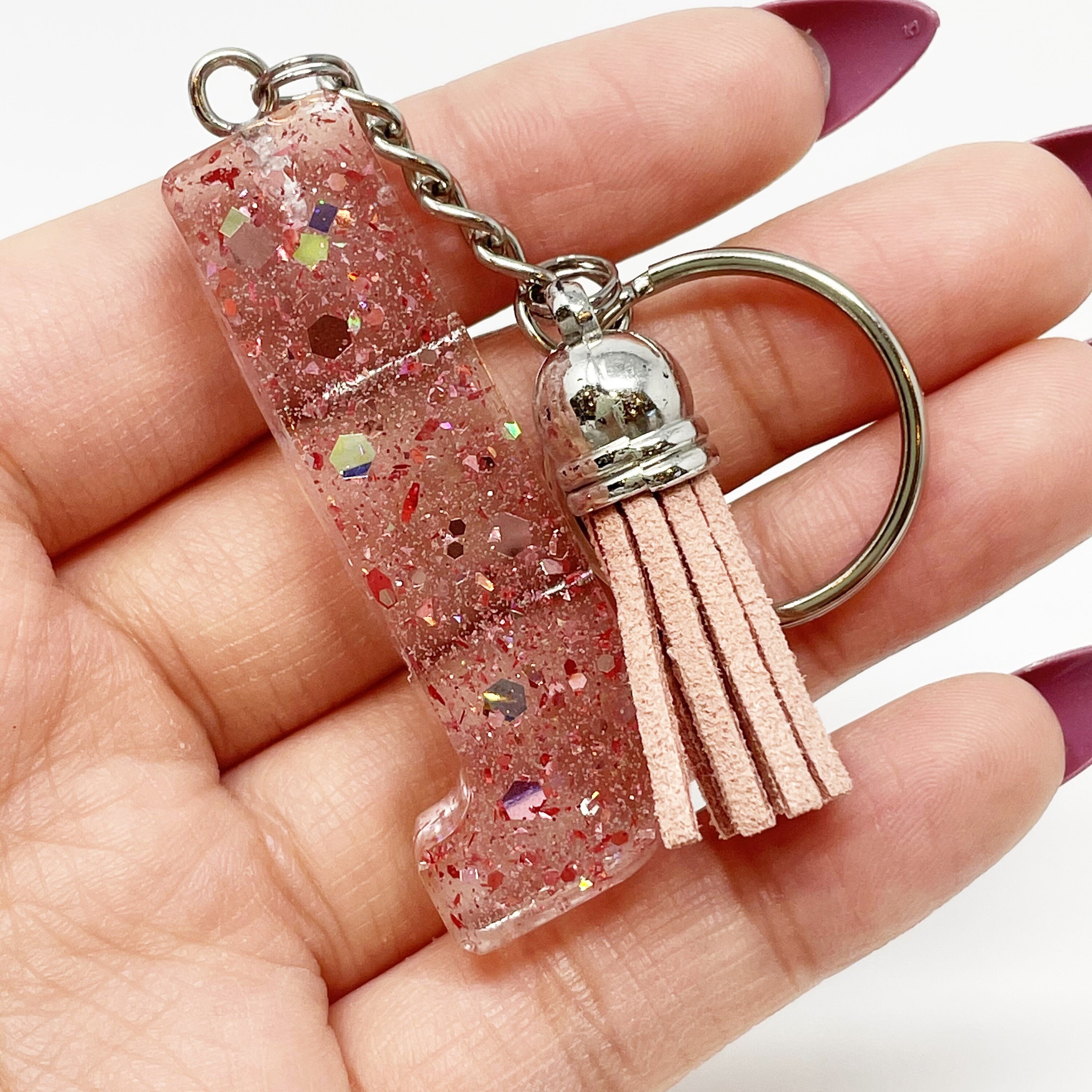 Pink J Keychain Resin Keychain Letter Keychain Handmade - Etsy