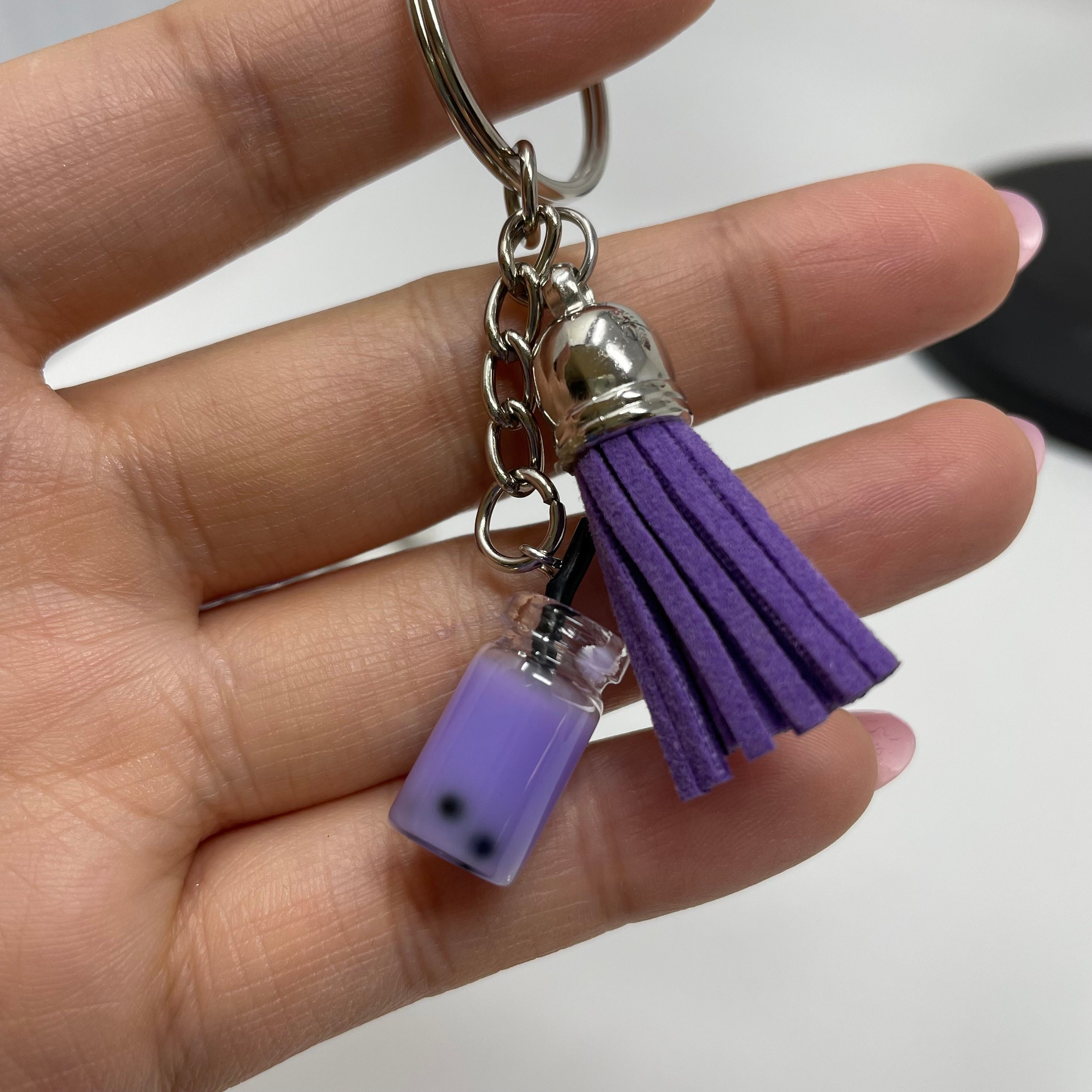 Purple Bubble Tea Keychains Boba Tea Milk Tea Taro | Etsy