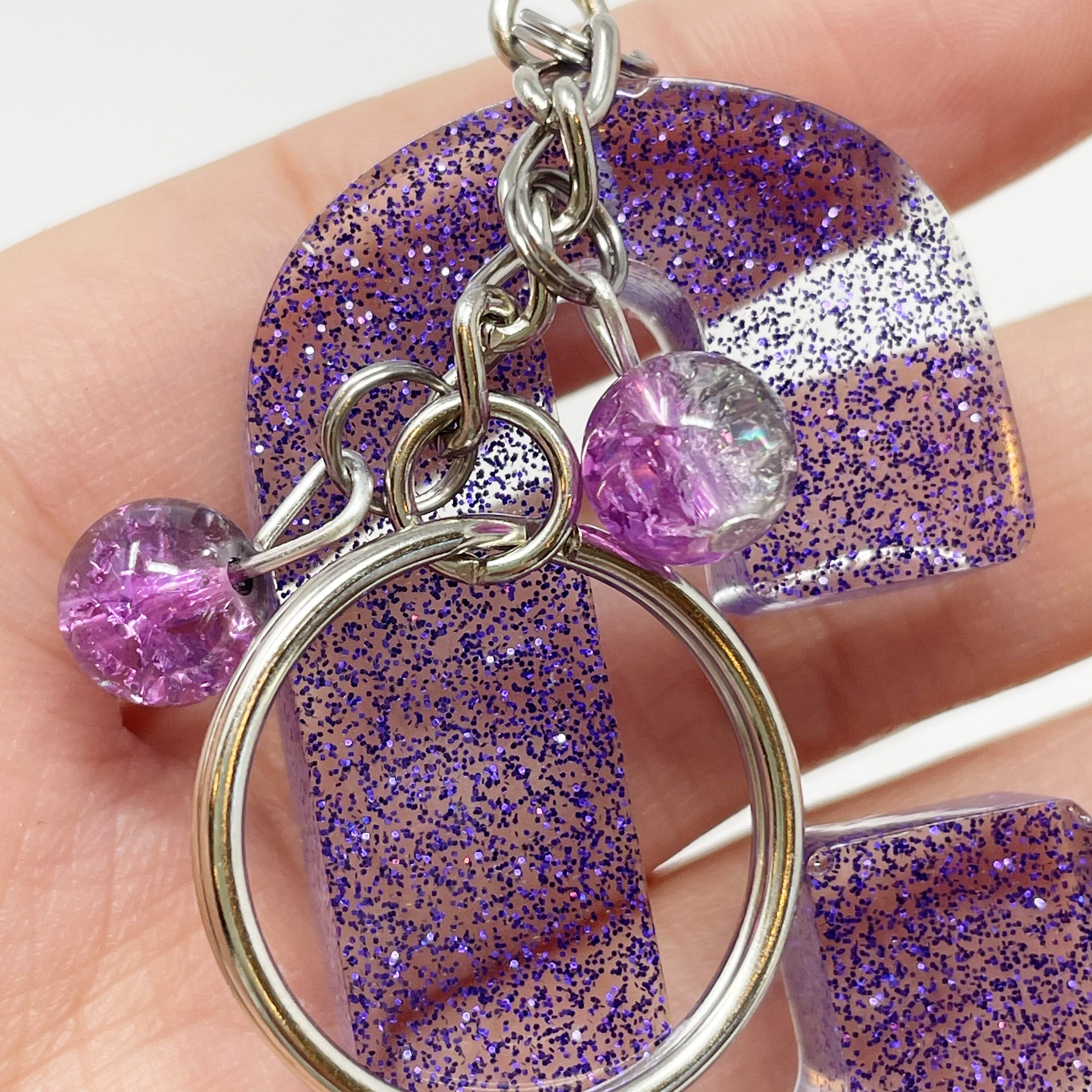 Purple C Keychain Resin Keychain Letter Keychain | Etsy